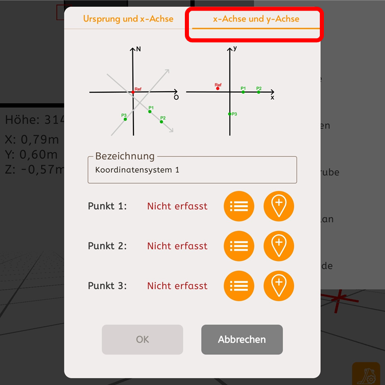 Koordinatensystem - excav PILOT